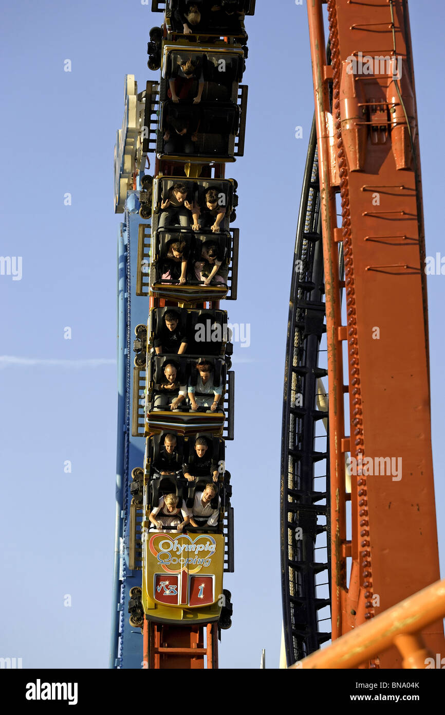 Roller Coaster Funfair Ride LOOP the LOOP, Oktoberfest Munich Germany ...