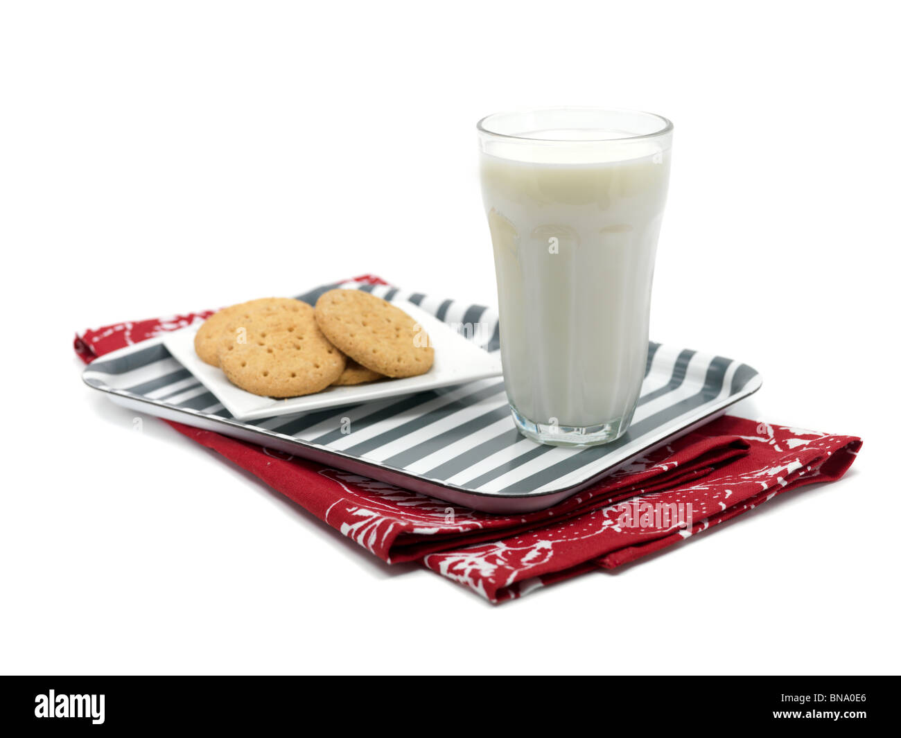 Milk and cookies on a serving tray Stock Photo - Alamy