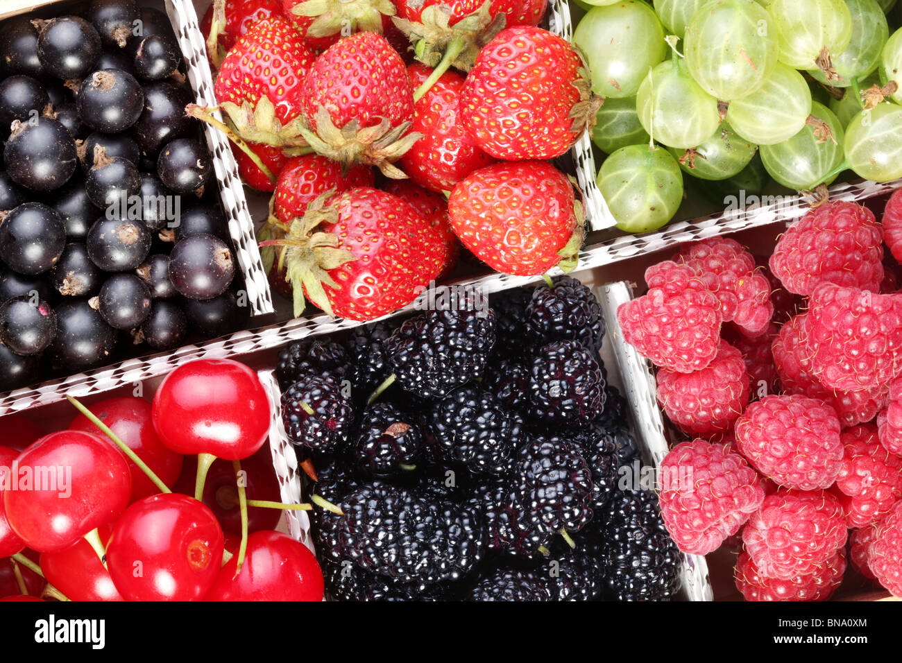Different colourful berries in the box Stock Photo - Alamy