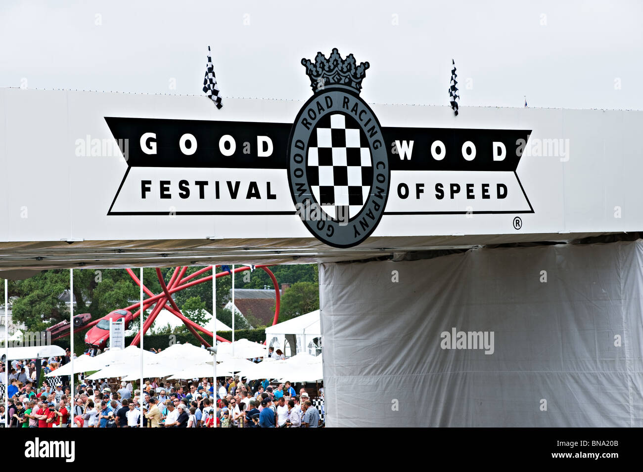 Goodwood Festival of Speed Signage on Bridge Across Track at Motorsport ...