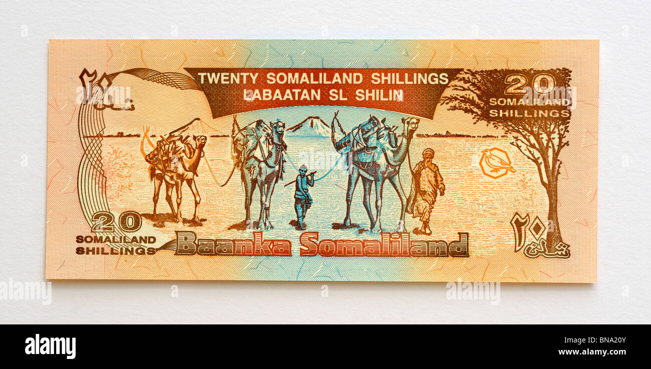 Somaliland Twenty 20 Somaliland Shilling Bank Note Stock Photo - Alamy