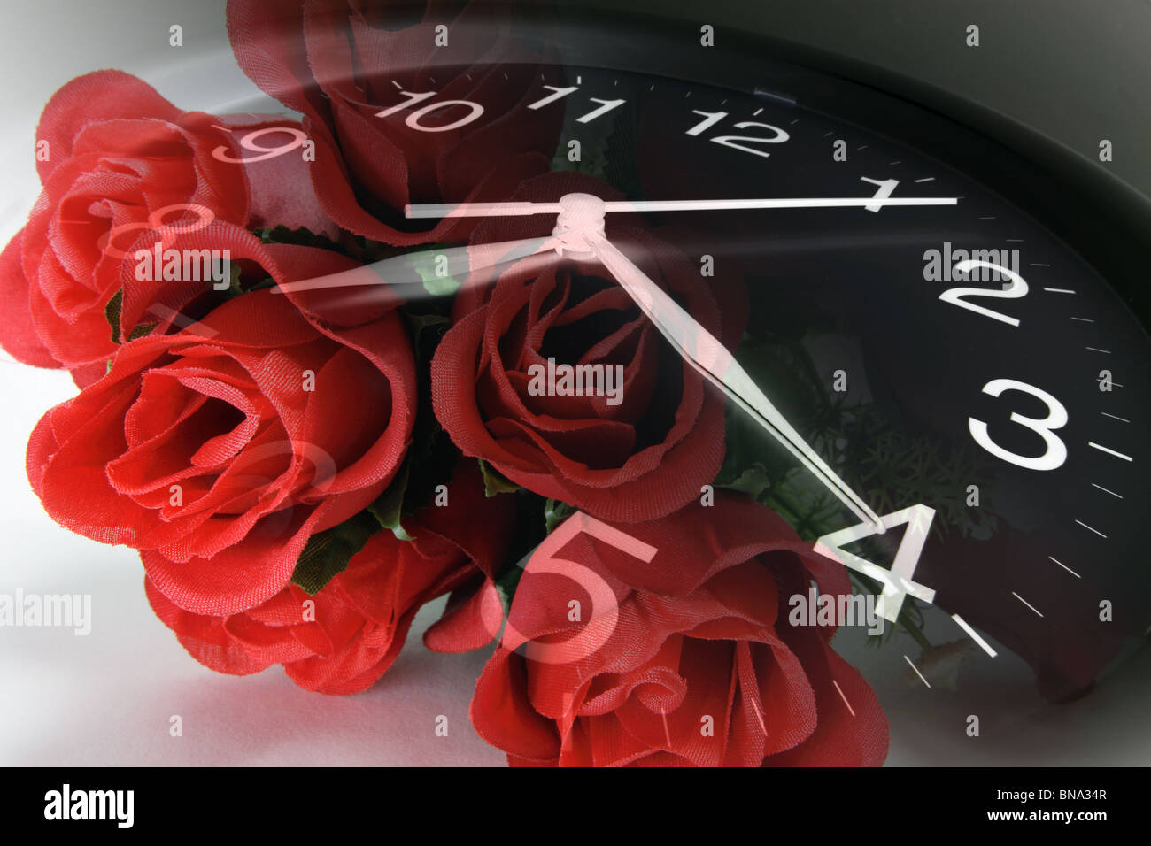 Roses and Clock Stock Photo - Alamy