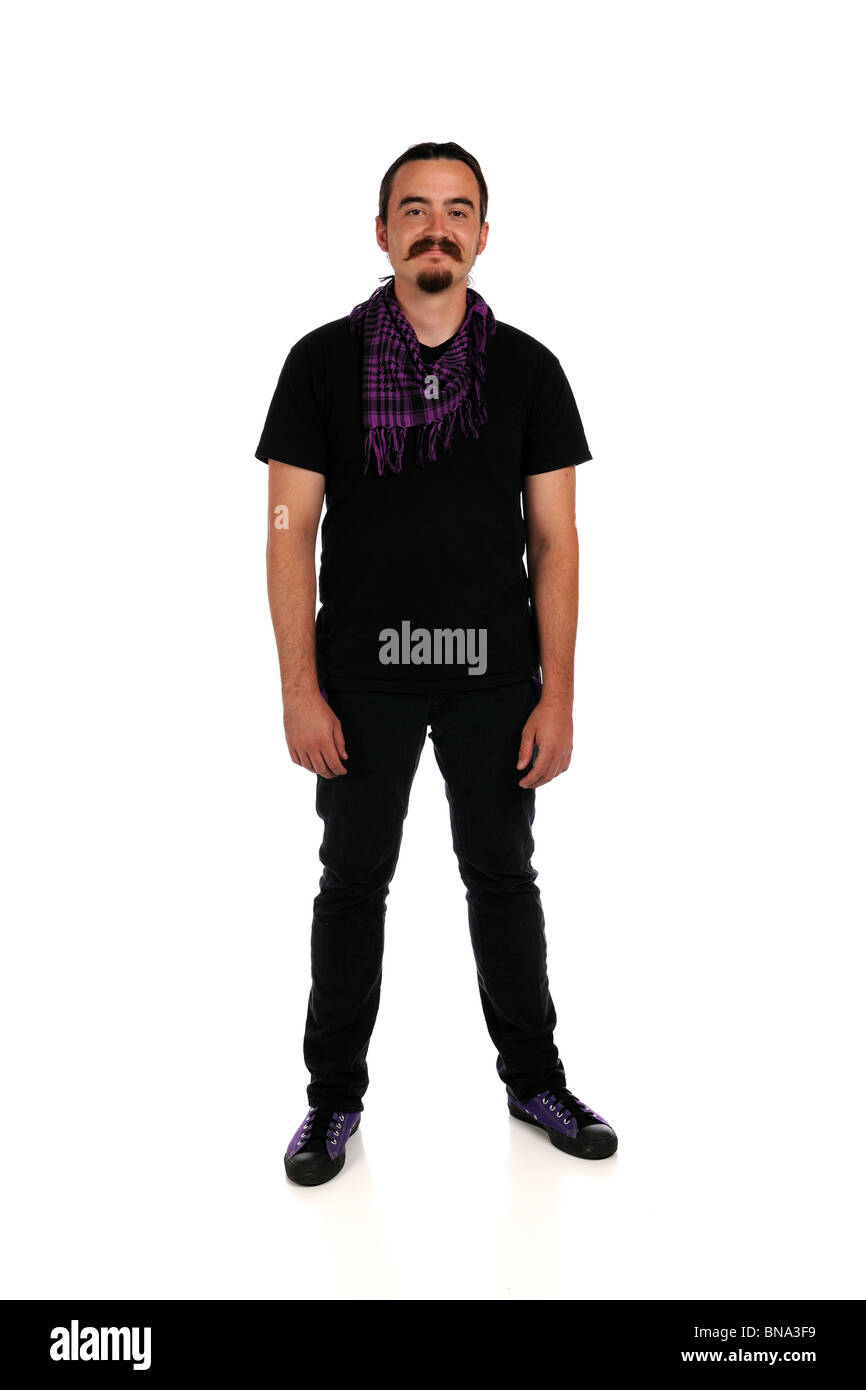 Portrait of young man standing isolated over white background Stock ...