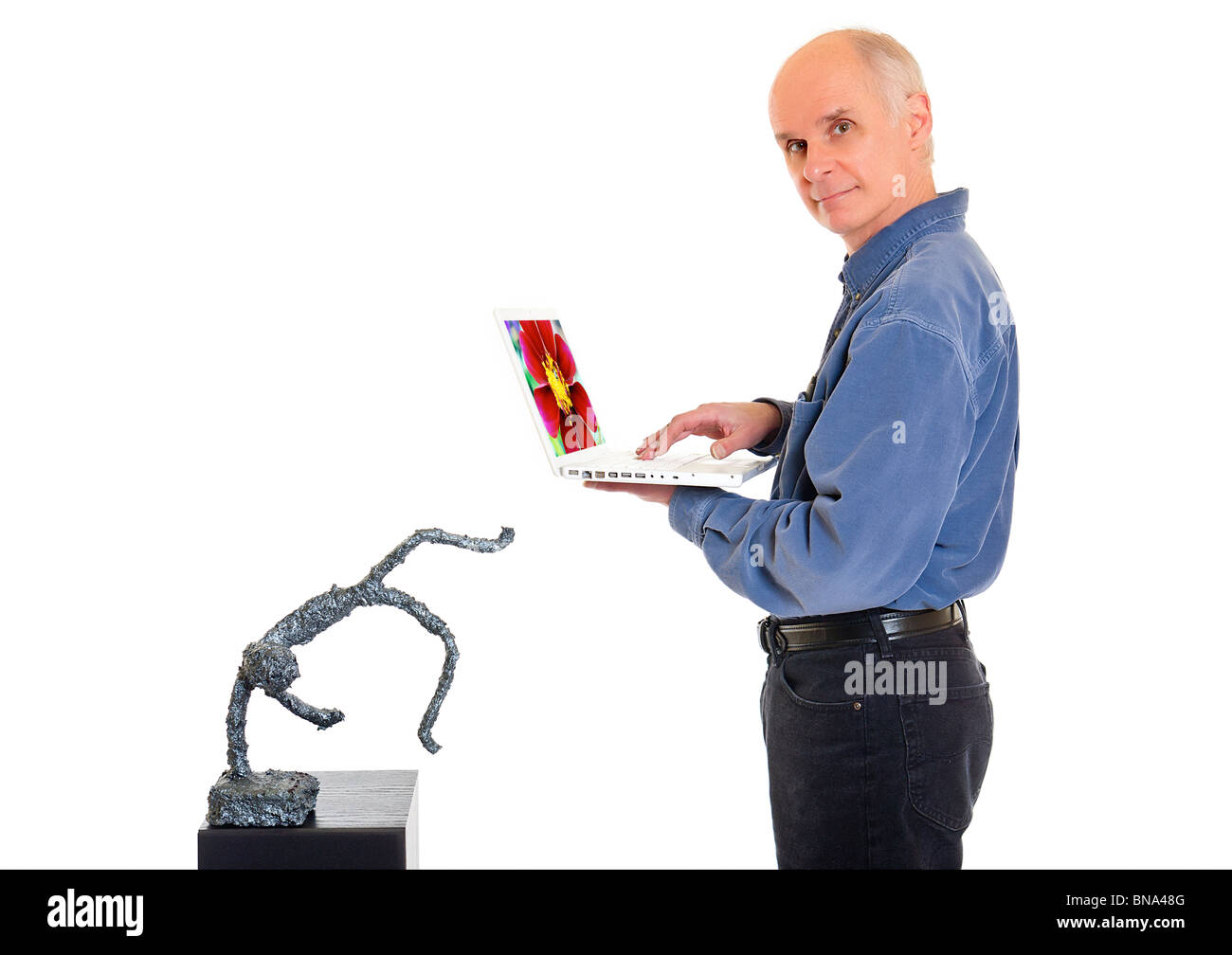 Man with Laptop Computer Stock Photo - Alamy