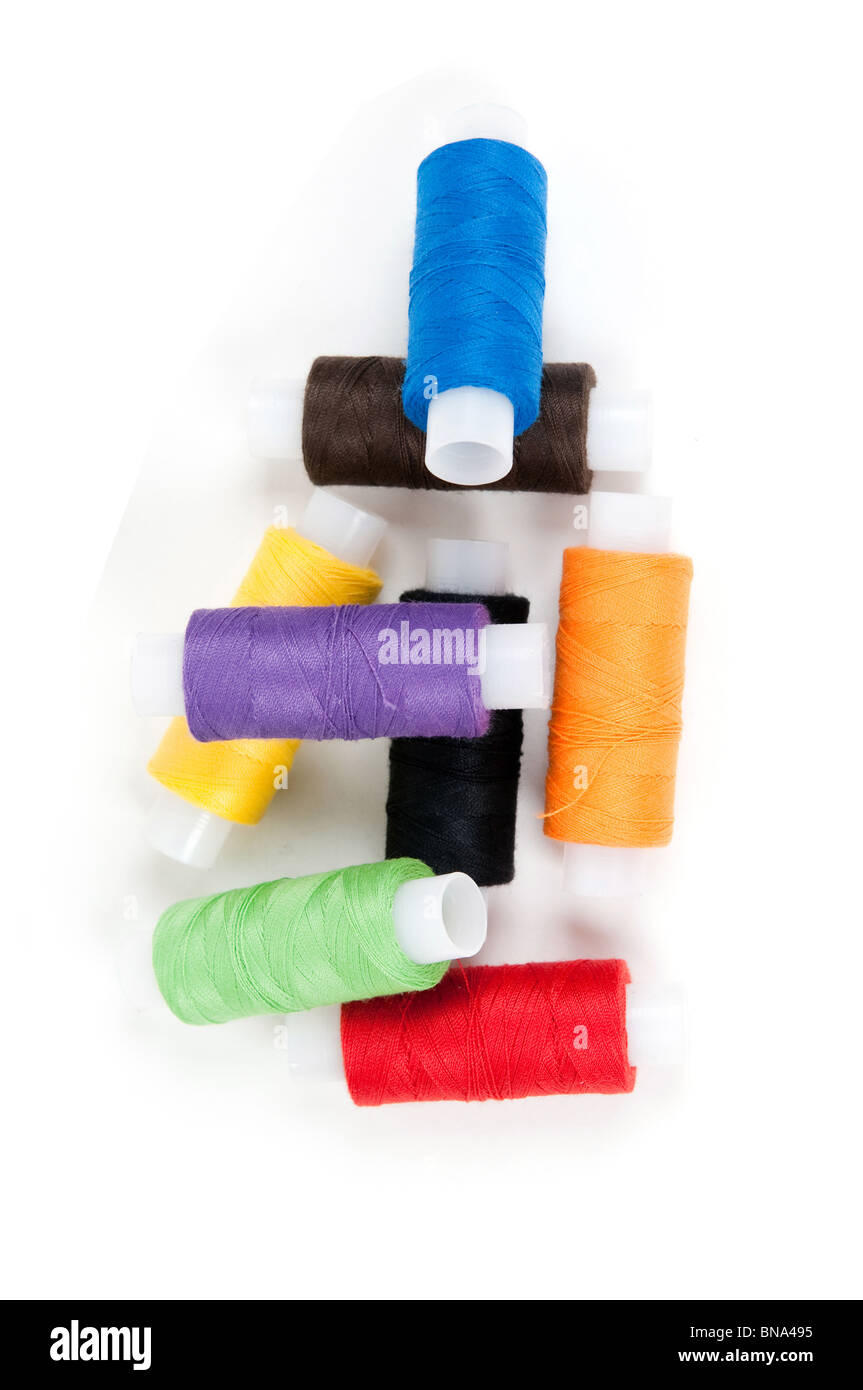 Set of sewing threads on white backgrounds Stock Photo - Alamy