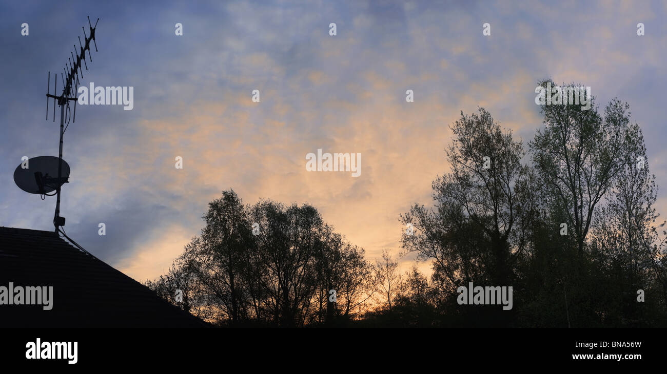 A satellite digital television arial on a roof Stock Photo - Alamy