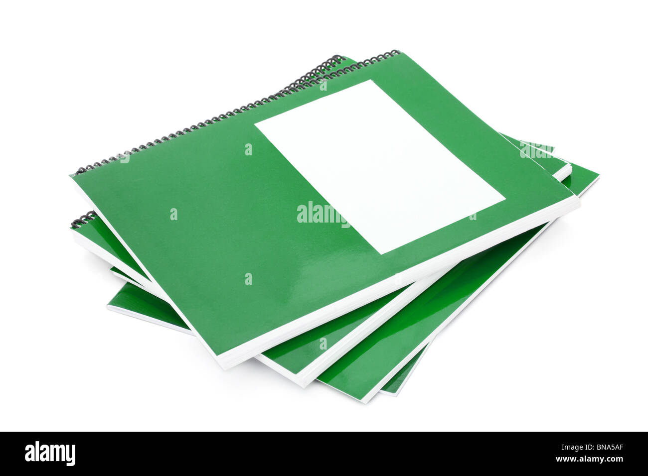 Green school textbook, notebook or manual with white background Stock ...