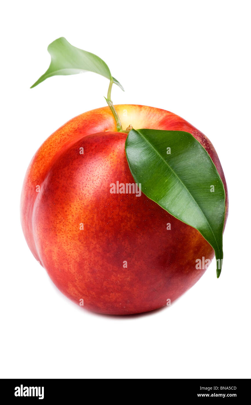 object on white - food peach close up Stock Photo - Alamy