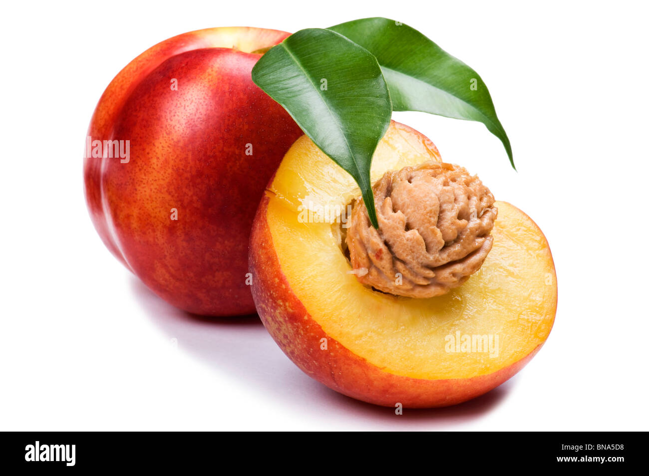 object on white - food peach close up Stock Photo - Alamy