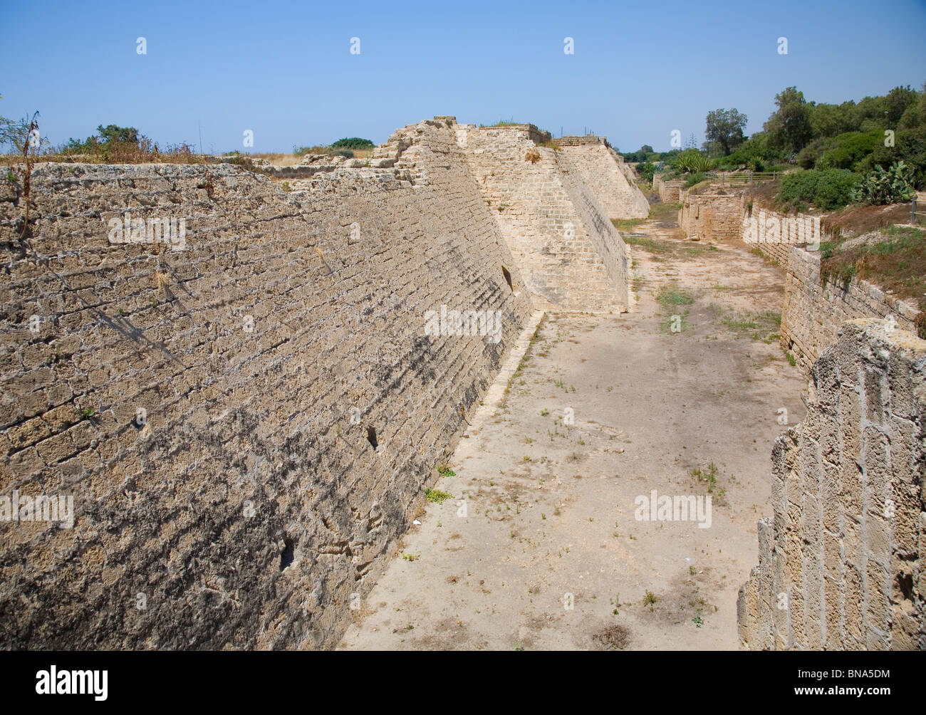 Caesarea National park in Israel - Moat around old Walled city Stock ...