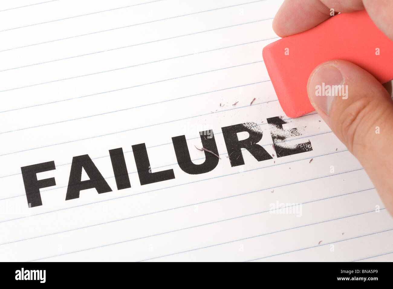eraser and word failure, concept of Making Changing Stock Photo - Alamy