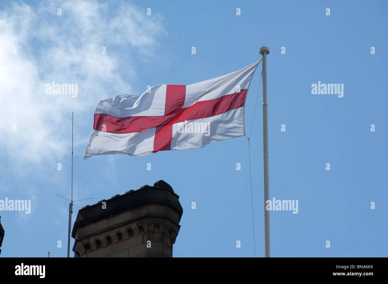 Flag of St. George on Manchester Town Hall Stock Photo - Alamy