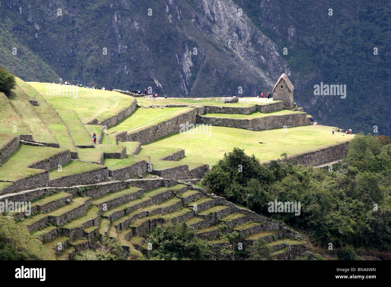 The Watchman's Hut at the top of the terraces at Machu Picchu, Peru ...