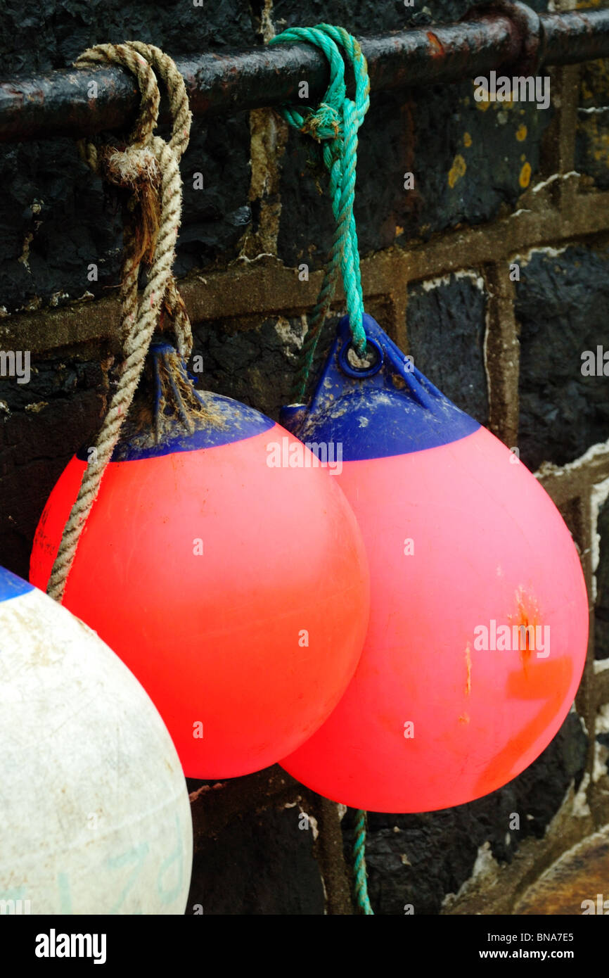 Fishing Buoys on the Harbour Wall Stock Photo - Alamy