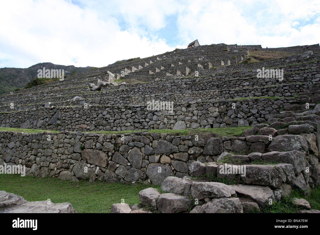 The Watchman's Hut at the top of the terraces at Machu Picchu, Peru ...
