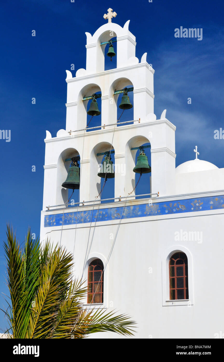 The main church Panagia of Platsani is located at the Caldera Square in ...