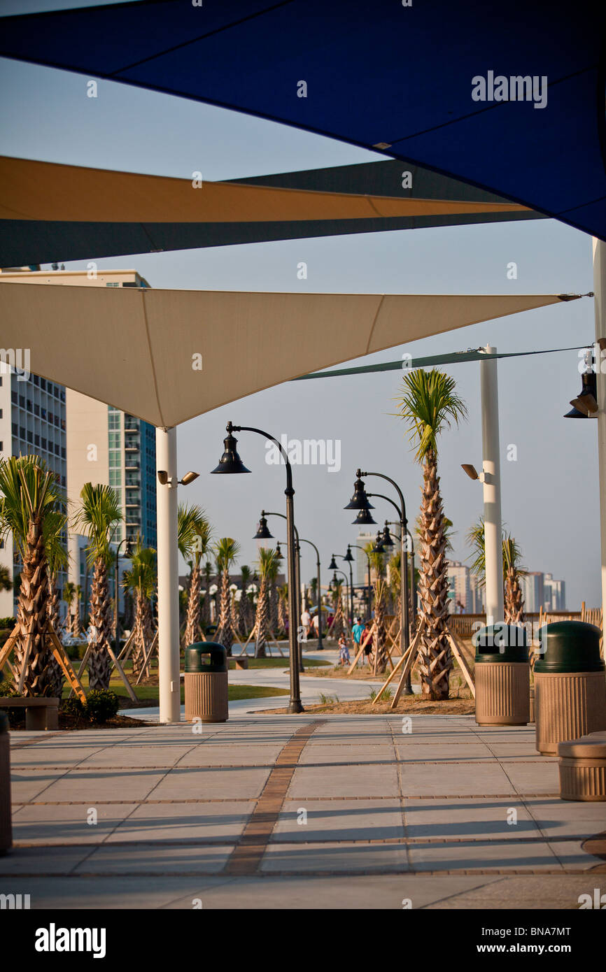 New oceanfront boardwalk along the beach in Myrtle Beach, SC Stock ...