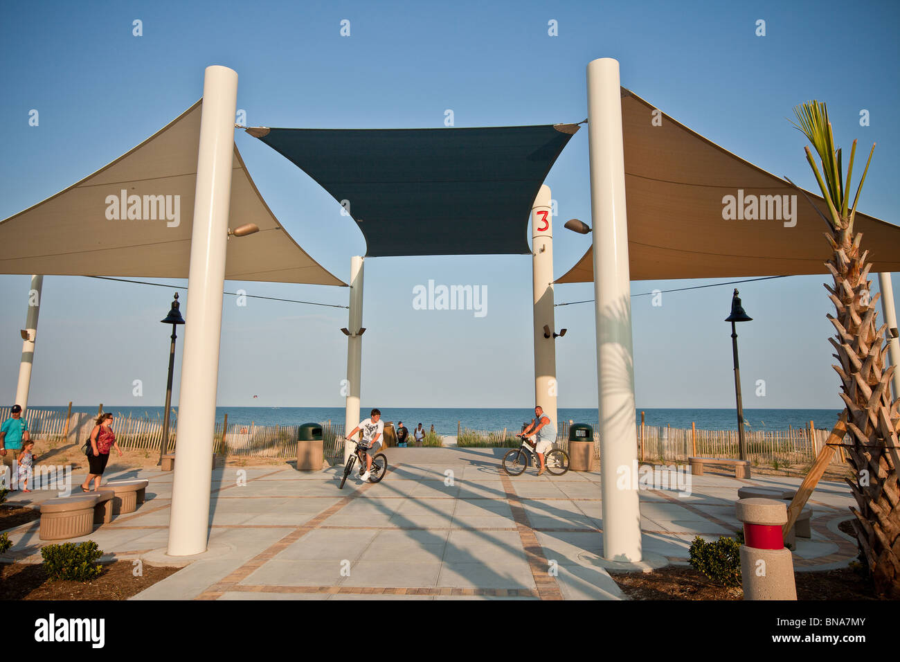 New oceanfront boardwalk along the beach in Myrtle Beach, SC Stock ...