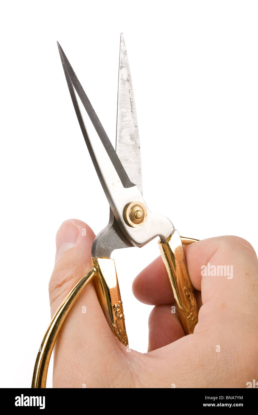 Scissors close up shot with white background Stock Photo - Alamy