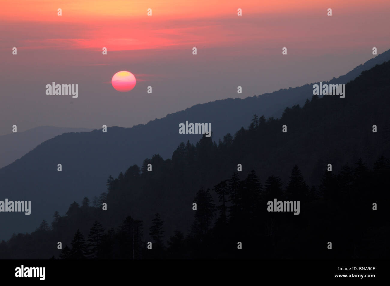 Sunset, Morton's Overlook, Great Smoky Mountains National Park, USA ...