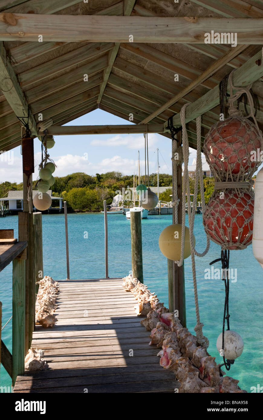 Covered Dock, Man O' War Cay, Abaco, Bahamas Stock Photo - Alamy