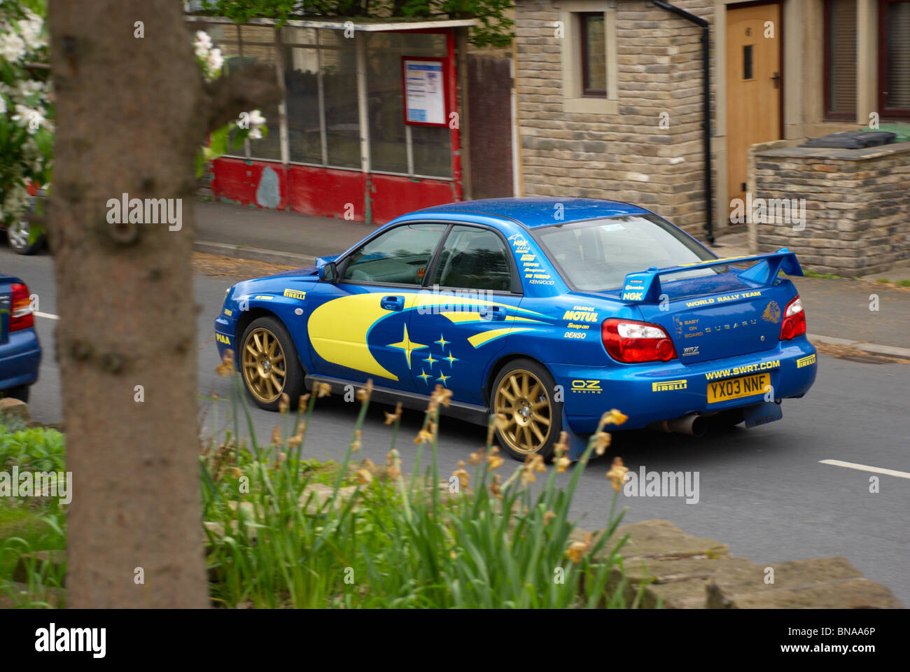 Blue yellow rally car hi-res stock photography and images - Alamy