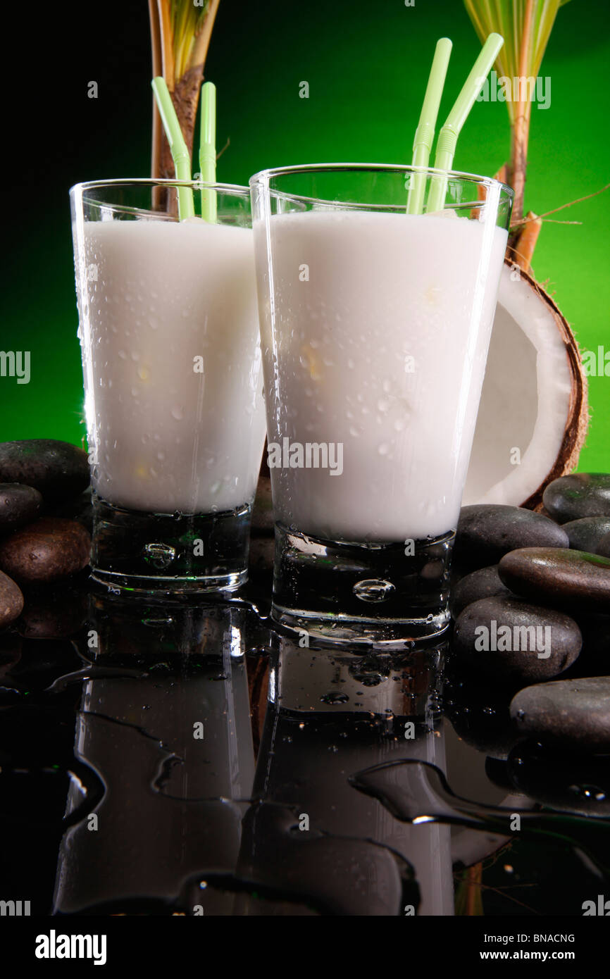 Glass of fresh coconut juice hi-res stock photography and images - Alamy