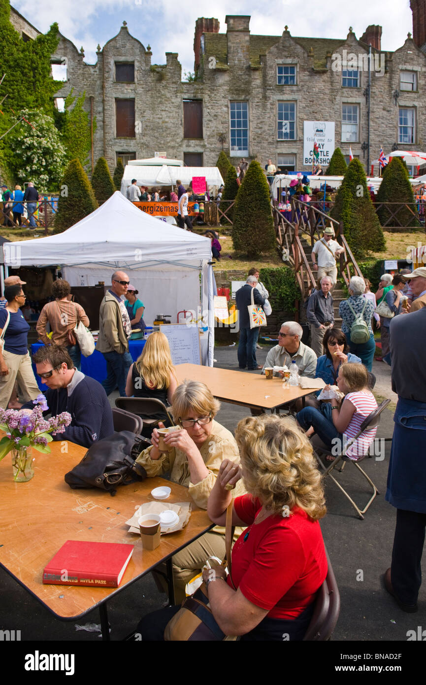 Cafe area at the Castle Honesty Bookshop during Hay Festival 2010 Hay ...