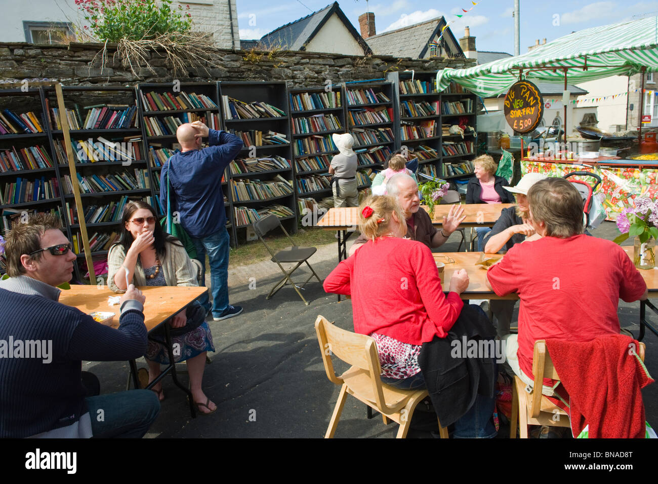 Cafe area at the Castle Honesty Bookshop during Hay Festival 2010 Hay ...