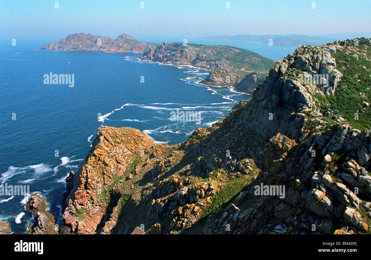 Aerial view of Cies Islands, Galicia, Spain Stock Photo - Alamy