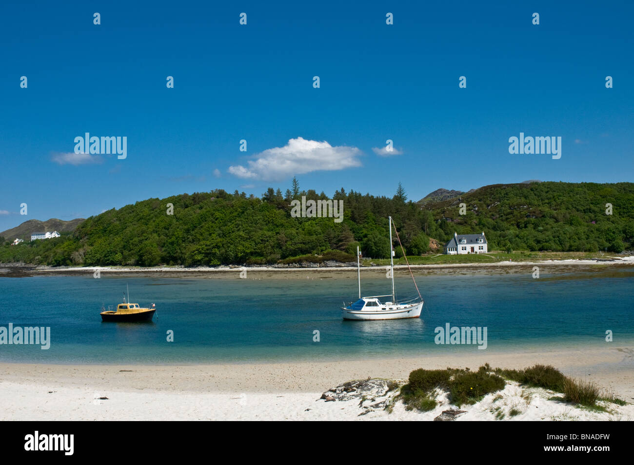 Boat & yacht in River Morar and Morar Sands nr Mallaig Highland ...