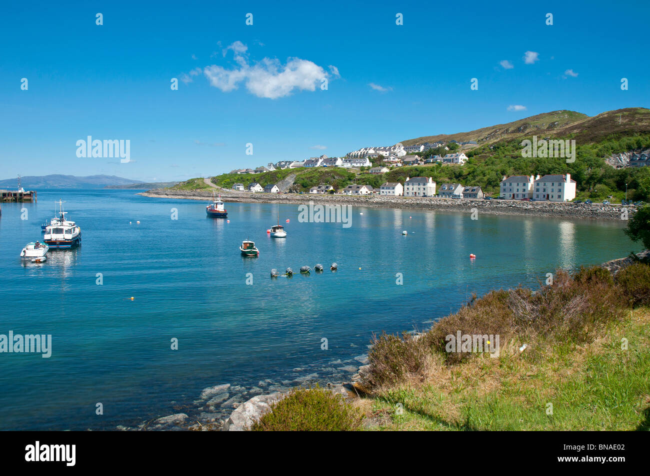 Fishing boats and Lifeboat at Mallaig Harbour Highland Scotland Stock ...
