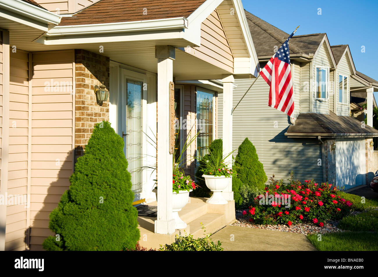 American flag on the house for Memorial Day celebration Stock Photo - Alamy