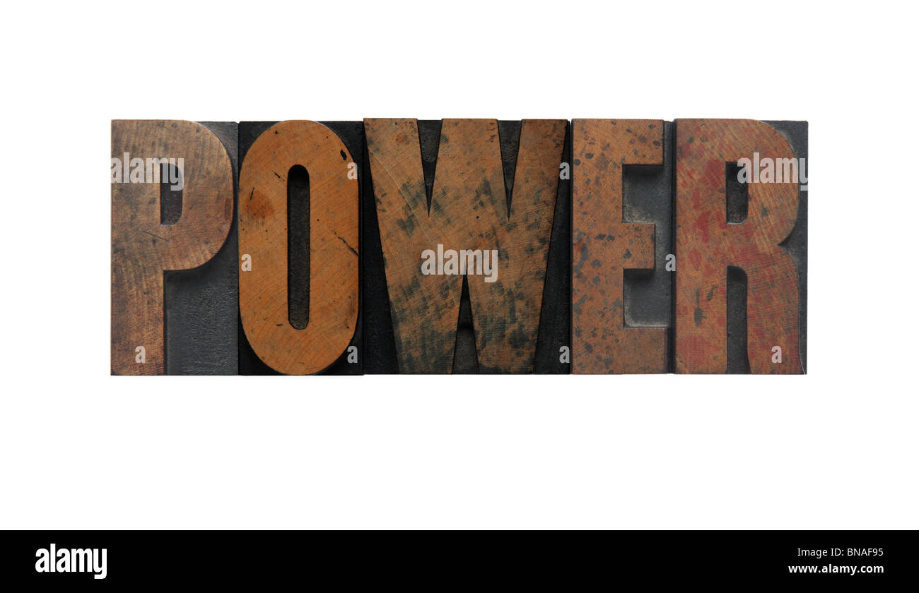 the word power in old wood type Stock Photo - Alamy