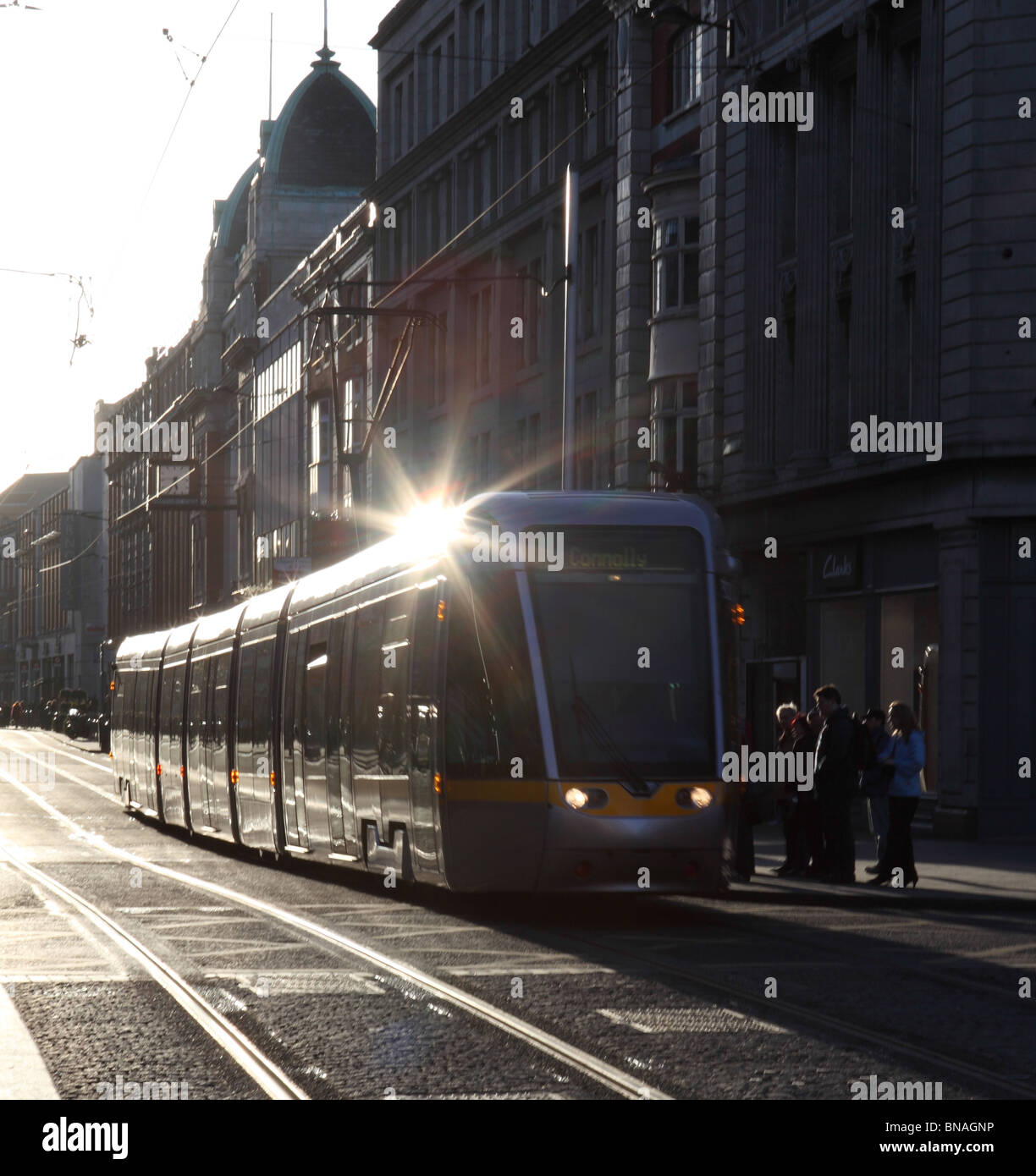 Lewis tramline in cental Dublin Ireland Stock Photo - Alamy