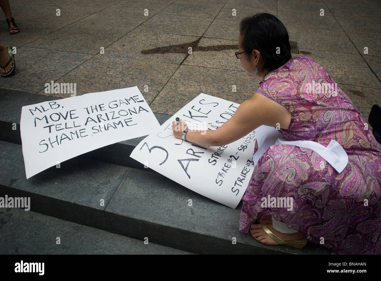 Pro-immigrant groups rally in front of Major League Baseball's offices ...
