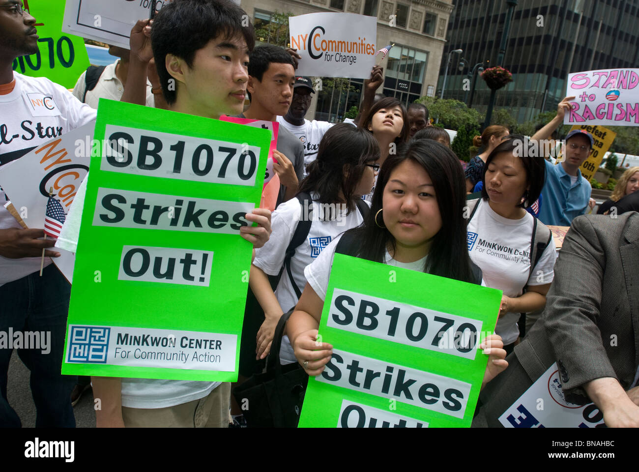 Pro-immigrant groups rally in front of Major League Baseball's offices ...