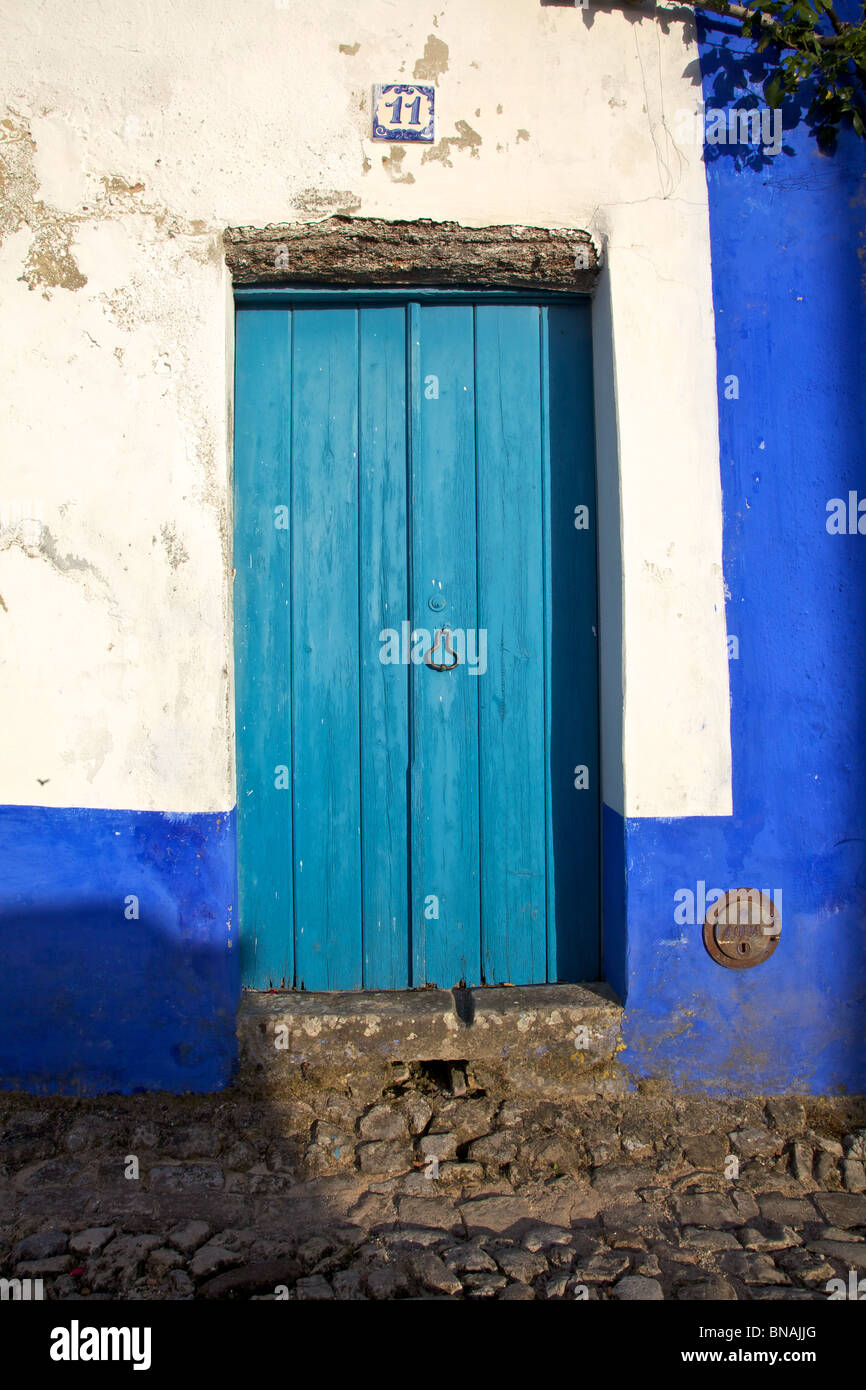 Blue Rustic Door on a with Stone Stairs in a Medieval Village Stock ...