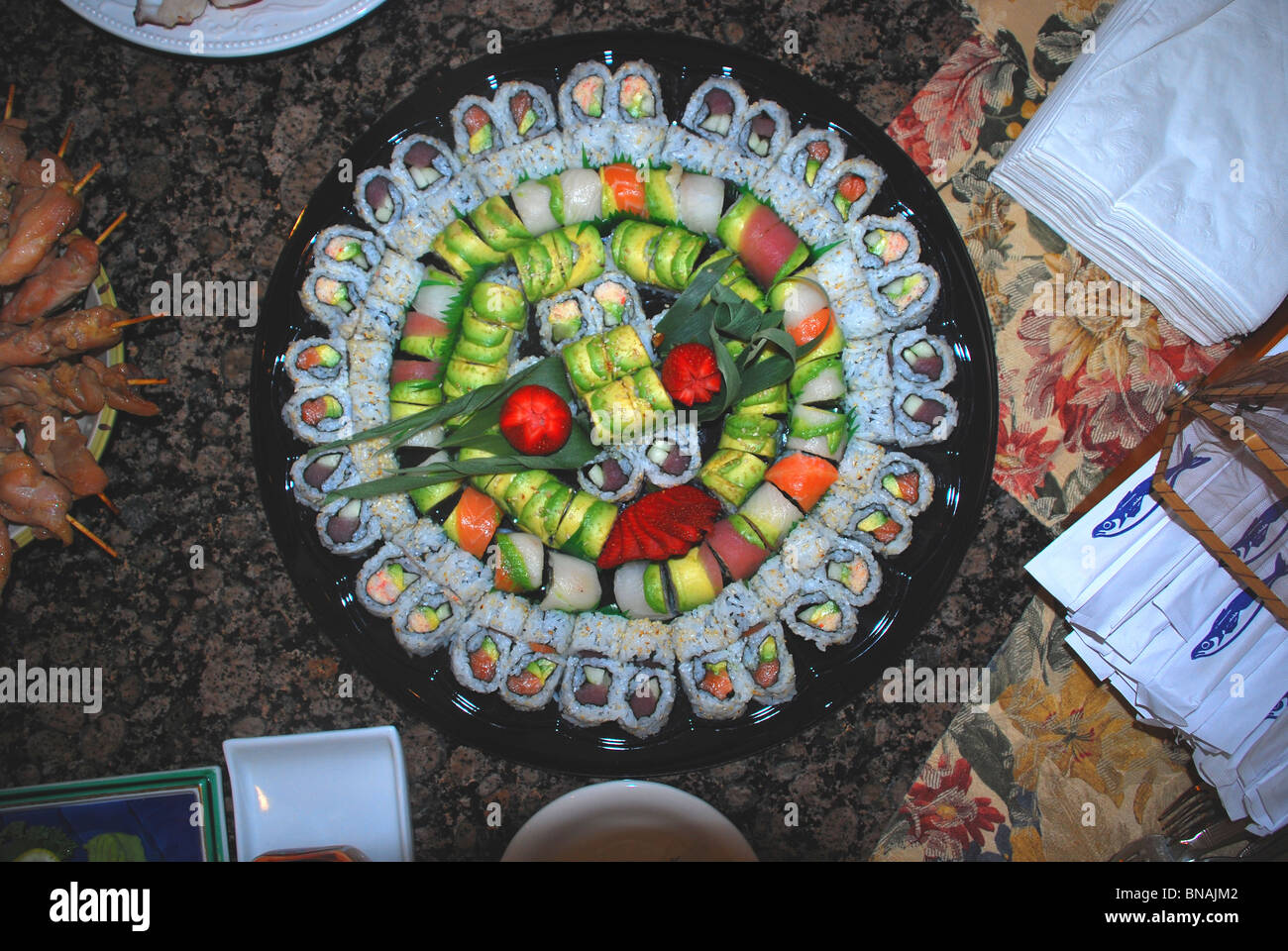 Large party plate of sushi Stock Photo - Alamy