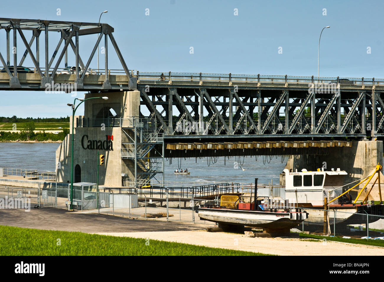 hydroelectric power dam and St. Andrews locks at Lockport, Manitoba ...