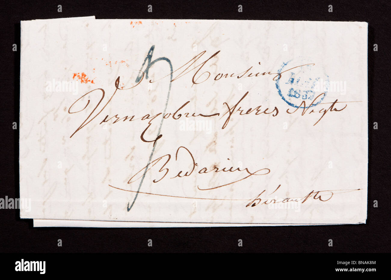 Stampless letter from the early 19'th century prior to the invention of ...