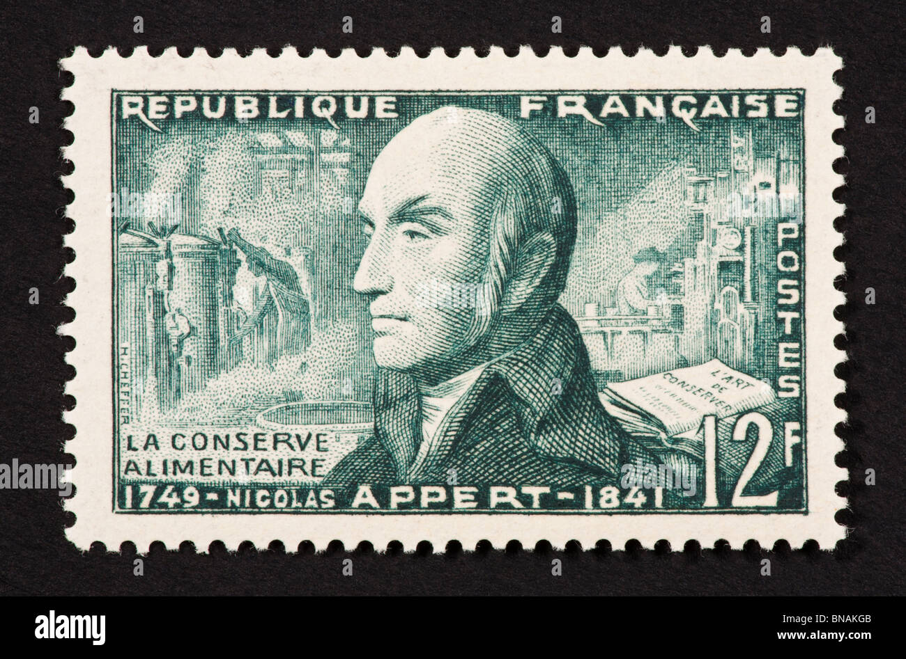 Postage stamp from France depicting Nicolas Appert, inventor of canned ...