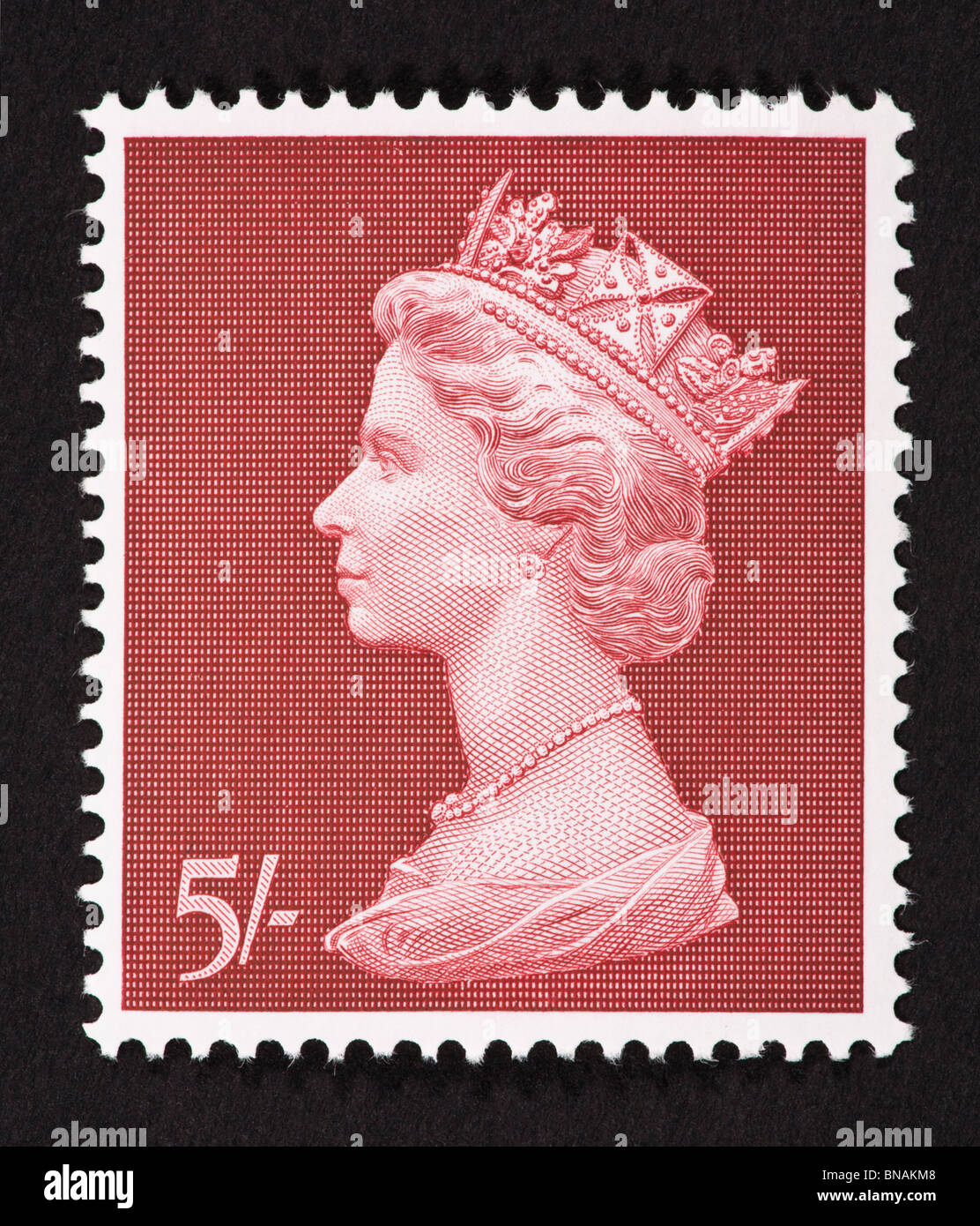 Postage stamp from Great Britain depicting a bust of Queen Elizabeth ...