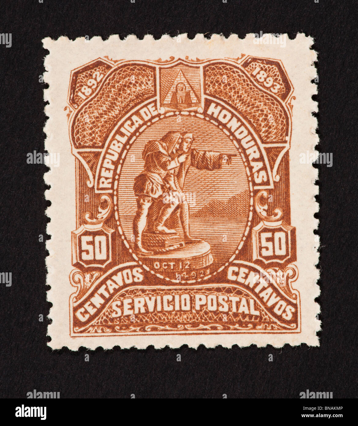 Postage stamp from Honduras depicting Christopher Columbus seeing the ...