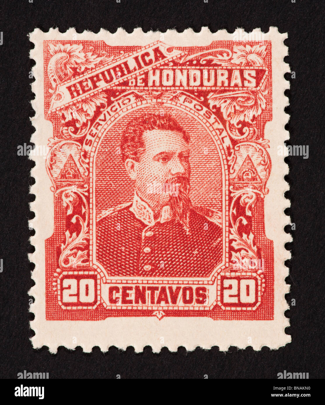 Postage stamp from Honduras depicting former president Luis Bogran ...