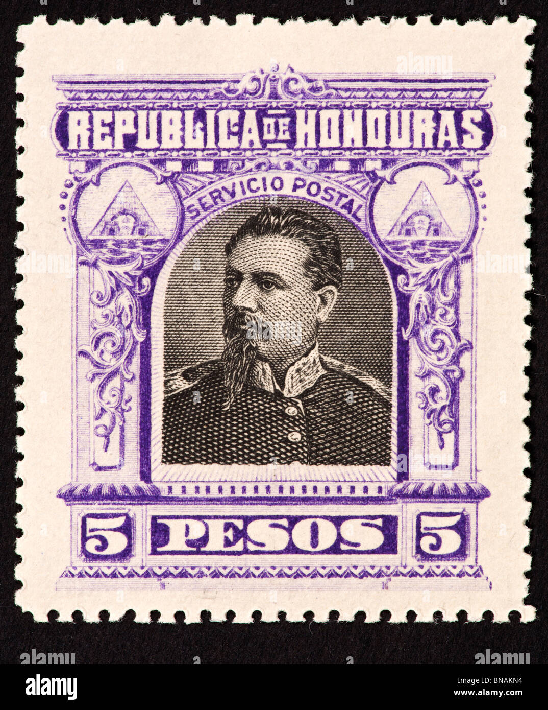 Postage stamp from Honduras depicting former president Luis Bogran ...