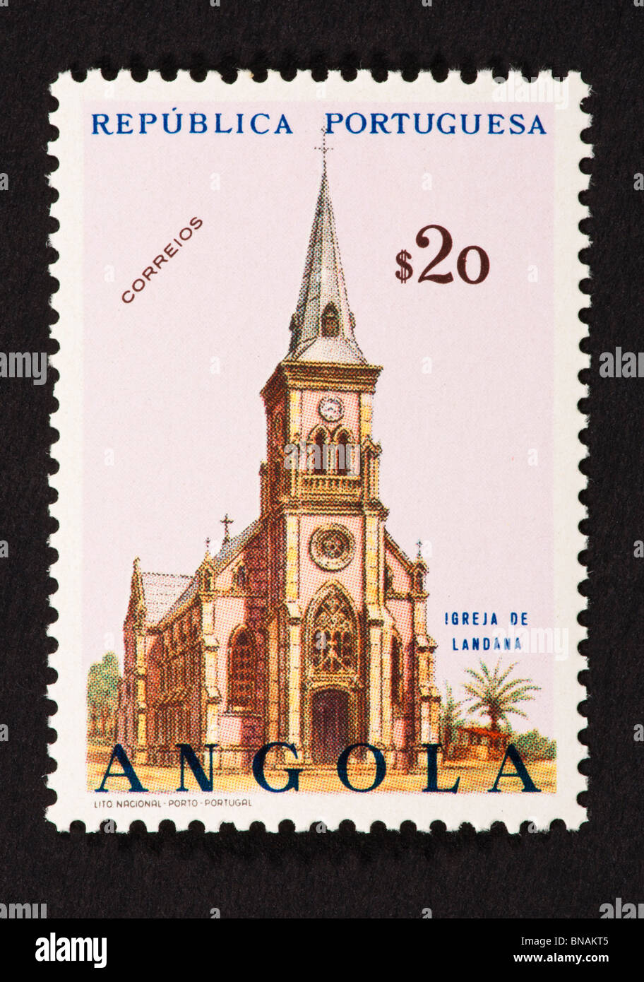 Postage stamp from Angola depicting Landana Stock Photo - Alamy