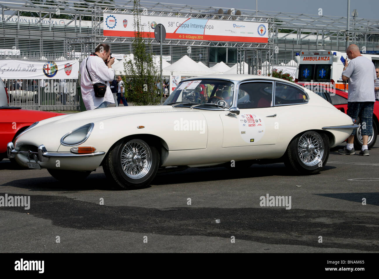 White E type Jaguar Stock Photo - Alamy