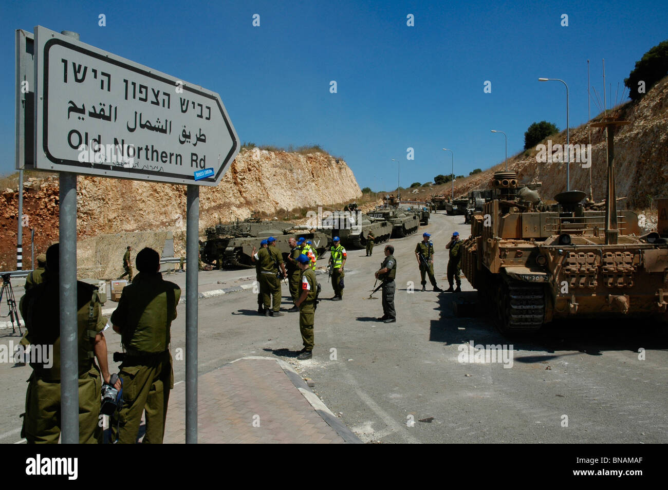 Israeli troops amass near the Israel-Lebanon border in Avivim during ...