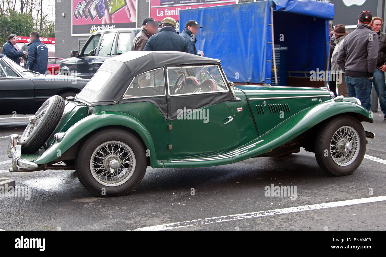 Green MGA sports car side view Stock Photo - Alamy